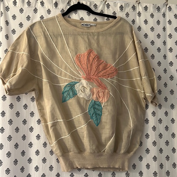 Koret | Tops | Vtg Koret Blouse With Pink Butterfly Beautiful Rope ...